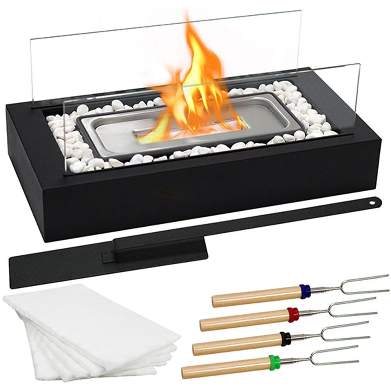 Metal Rectangle Table Top Firepit - Smores Maker with 4 Roasting Sticks ...