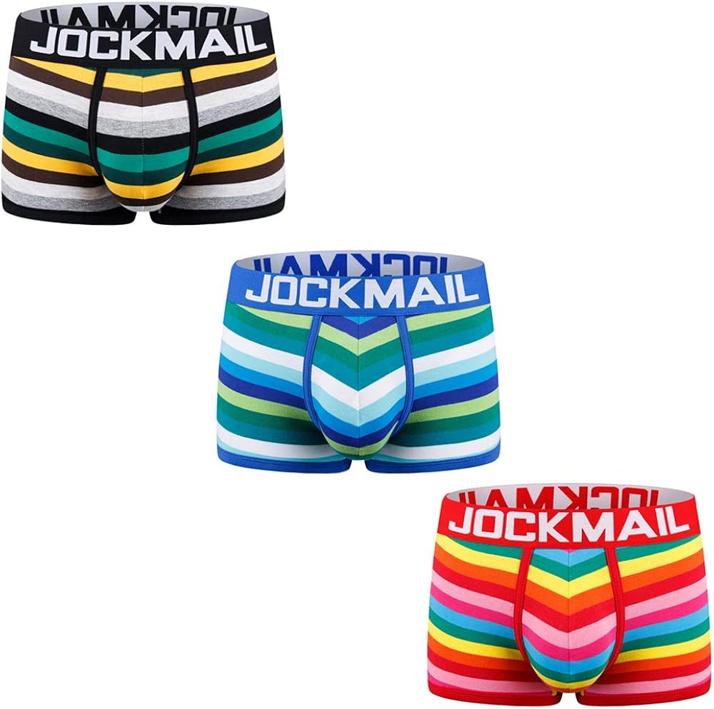 Amazon.com: JOCKMAIL 3PCS/Pack Men Briefs Underwear Cotton Mens Rainbow ...