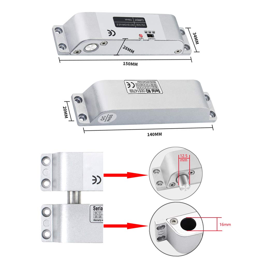 Electric Drop Bolt Lock DC 12V Fail Safe NC Mode Electronic Door Lock ...
