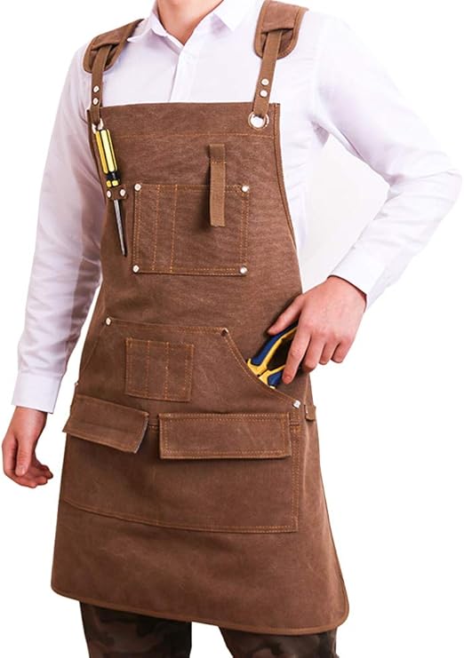 Tool Apron for Men,Waxed Canvas Carpenter Apron,Heavy Duty Canvas Carpenters Aprons,for Woodwork ...