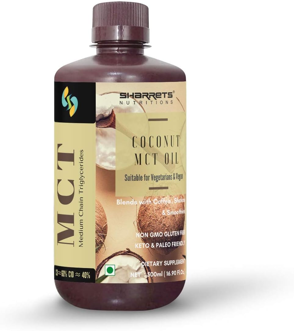 Sharrets MCT Coconut oil 16.90 fl Oz, Vegan - MCT oil Keto No Carbs Bulletproof Coffee, with C8 ...