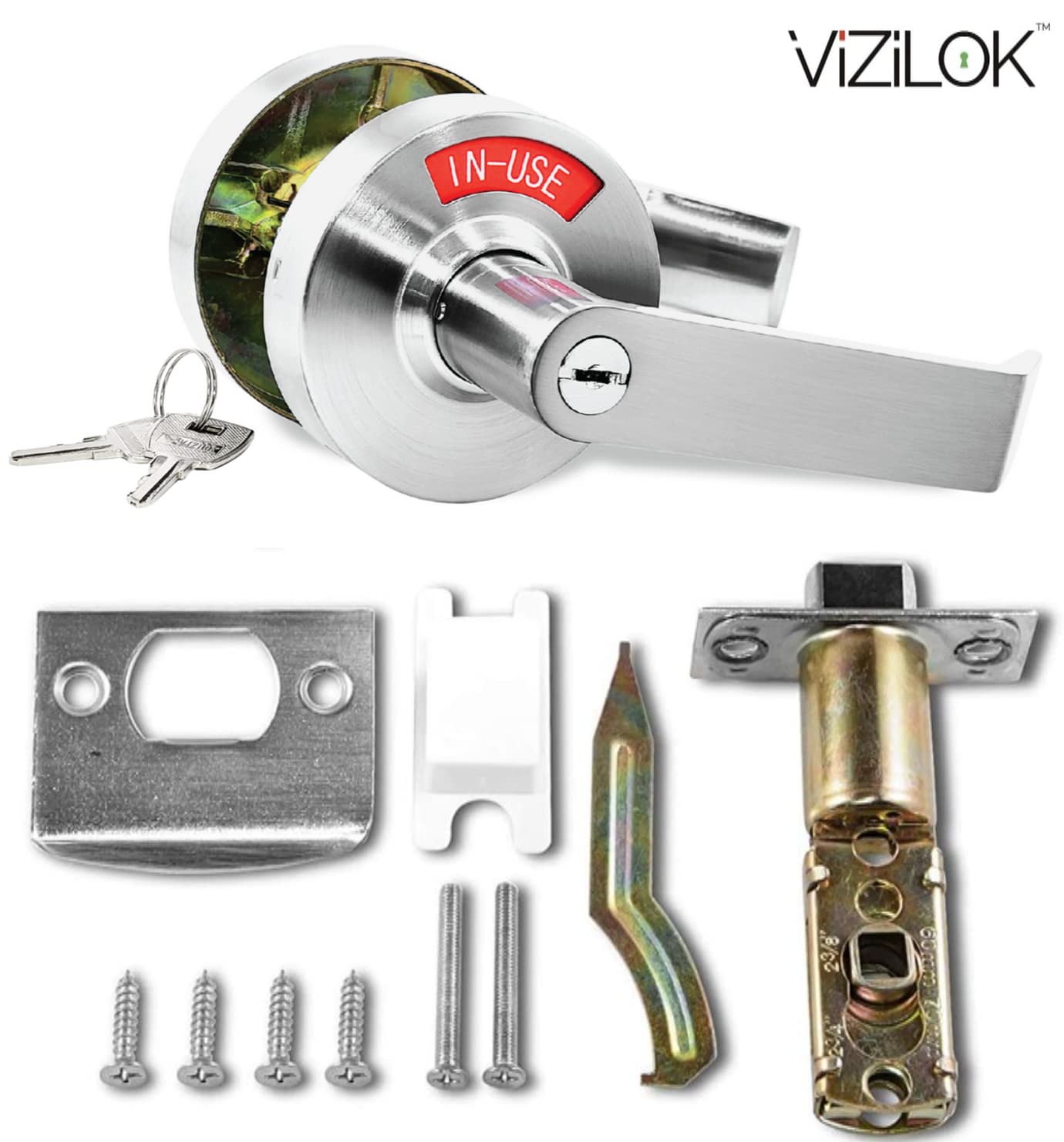 VIZILOK Privacy Indicator Lock With Keys C3FE, Satin Chrome, Large In ...