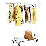 Heavy-Duty Commercial Grade Rolling Garment Rack Clothing Rack, Chrome ...