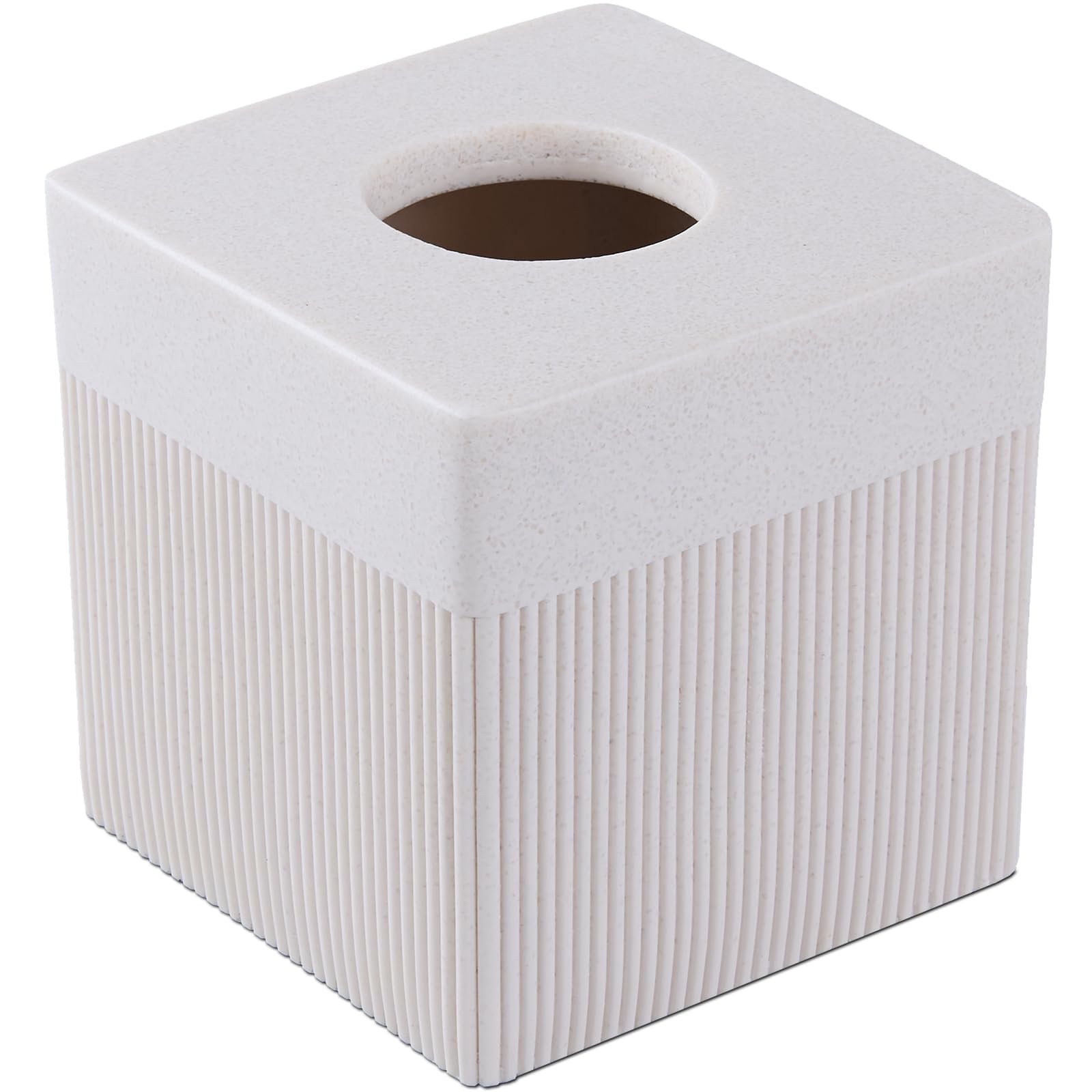 Sand Stone Tissue Box Cover – Ribbed Square Resin Tissue Box Holder ...