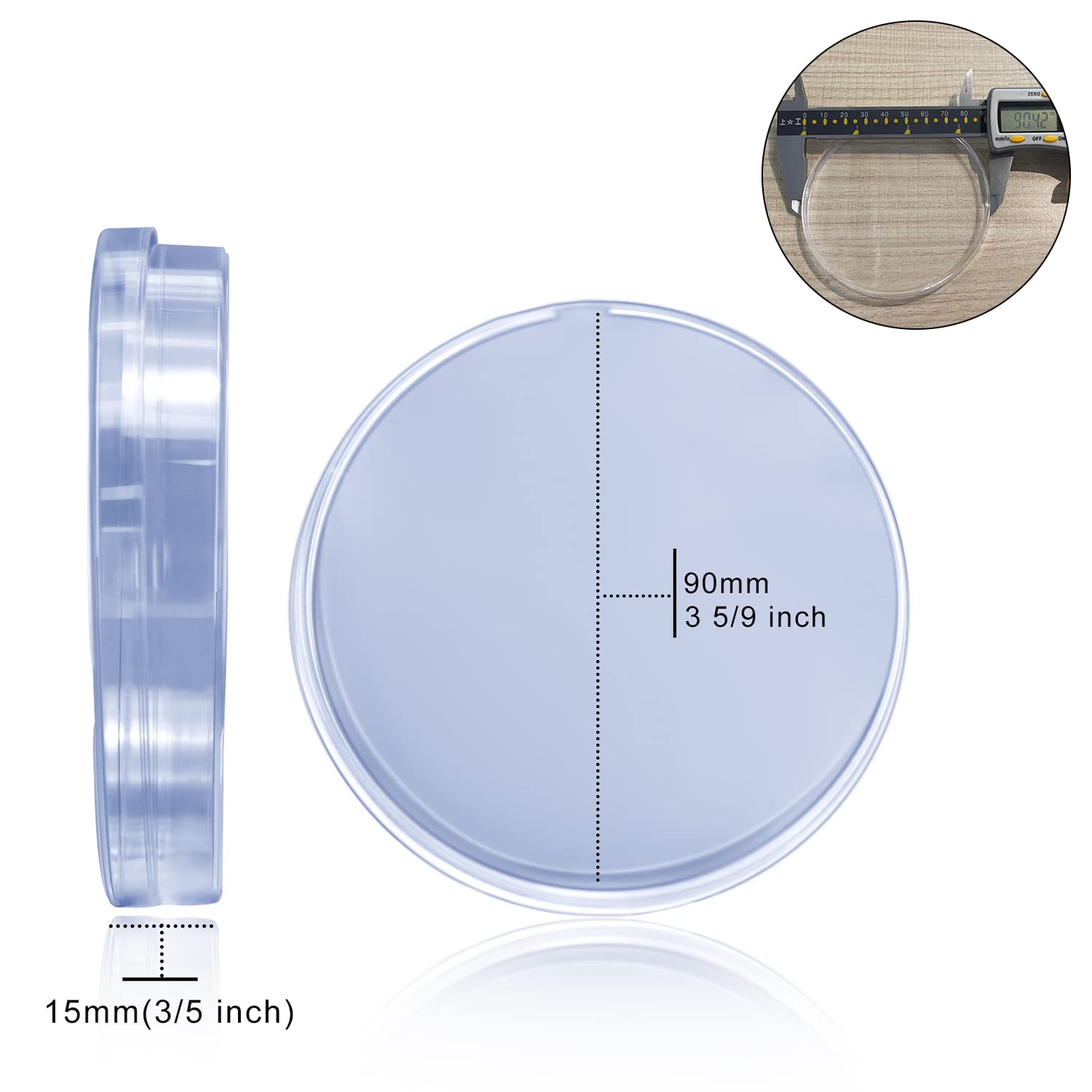 Mua 20 Pack Sterile Plastic Petri Dishes with Lid, 90mm Dia x 15mm Deep ...