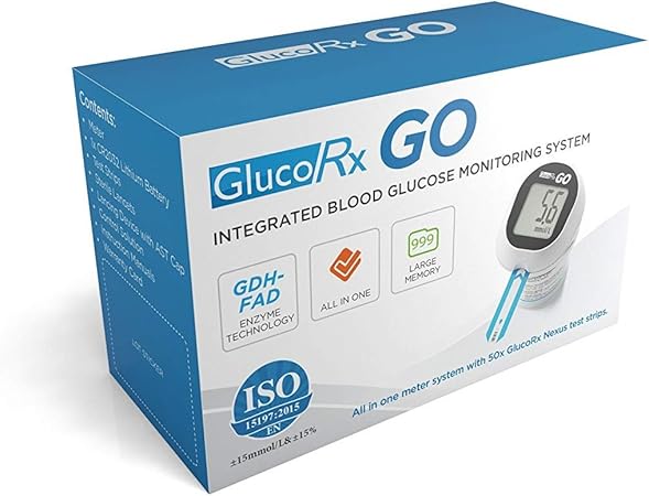 GlucoRx Go Blood Glucose Meter with 50 Free Test Strips: Amazon.co.uk ...