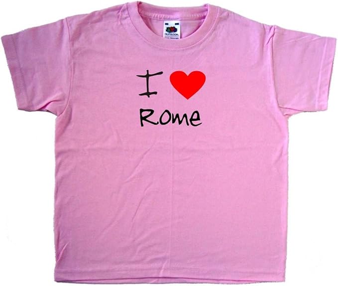 TeeTreeDesigns I Love Heart Rome Pink Kids T-Shirt : Amazon.co.uk: Clothing