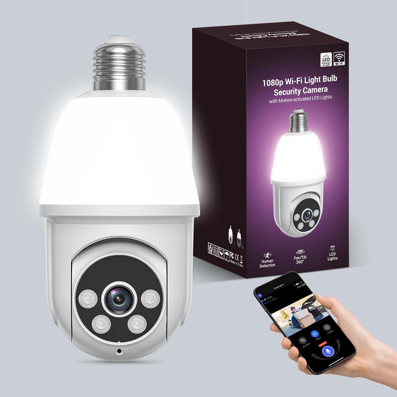 Mua HubFlashy 1080P Light Bulb Security Camera, 2.4GHz WiFi Only, 2-Way ...