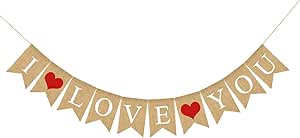 Amazon.com: I Love You Banner, Burlap - 10 Feet, No DIY | Love Banner ...