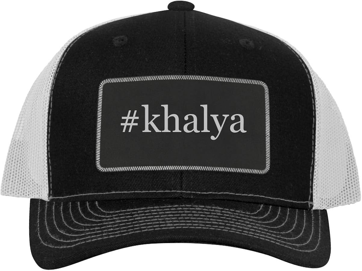 #khalya - Leather Hashtag Black Patch Engraved Trucker Hat, Grey-Steel ...