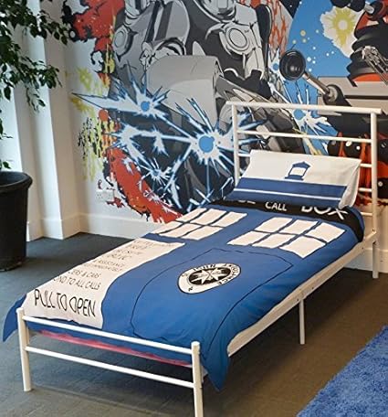 Doctor Who Tardis Duvet/Quilt Cover Bedding Set (Single Bed) (White ...