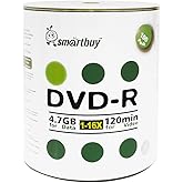 Amazon.com: Smart Buy 100 Pack DVD-r 4.7gb 16x Shiny Silver Blank Data ...