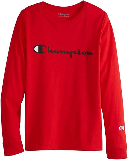 Champion Boy's Long-Sleeve Classic Signature Logo T-Shirt (Size: 8-20 ...