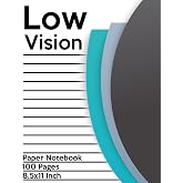 Low Vision Paper Notebook: Bold Line White Paper For Low Vision ...