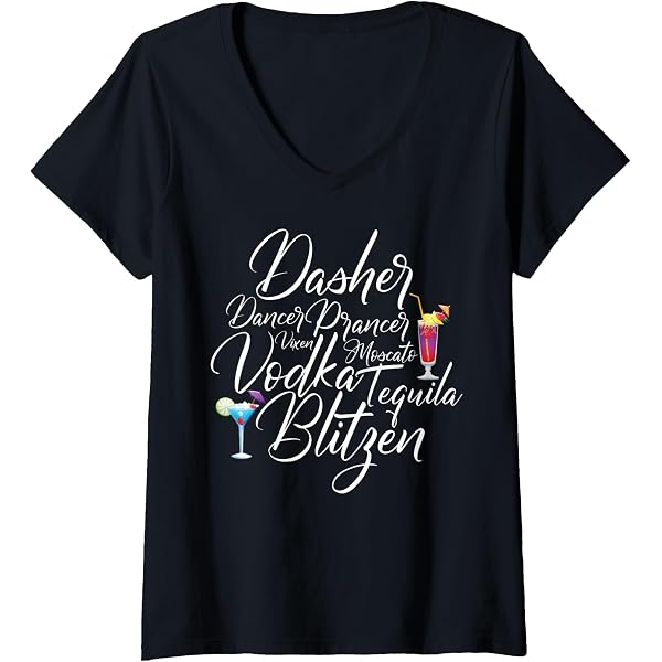 Soft Crewneck Casual Tee Dasher Dancer Prancer Vixen Whiskey Tequila ...