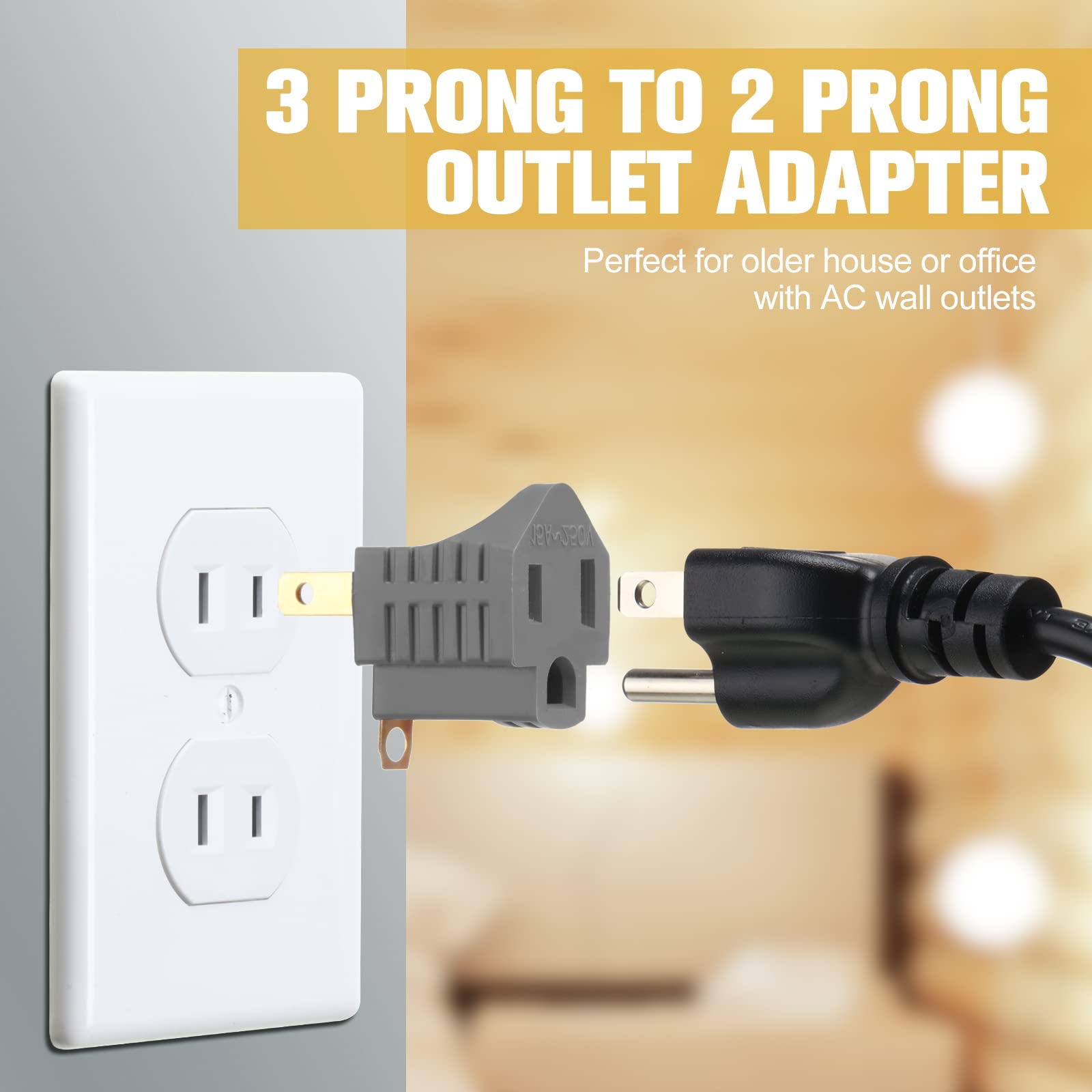 Mua 20 Pieces 3 Prong to 2 Prong Adapter Polarized 3 Pin to 2 Pin Power ...