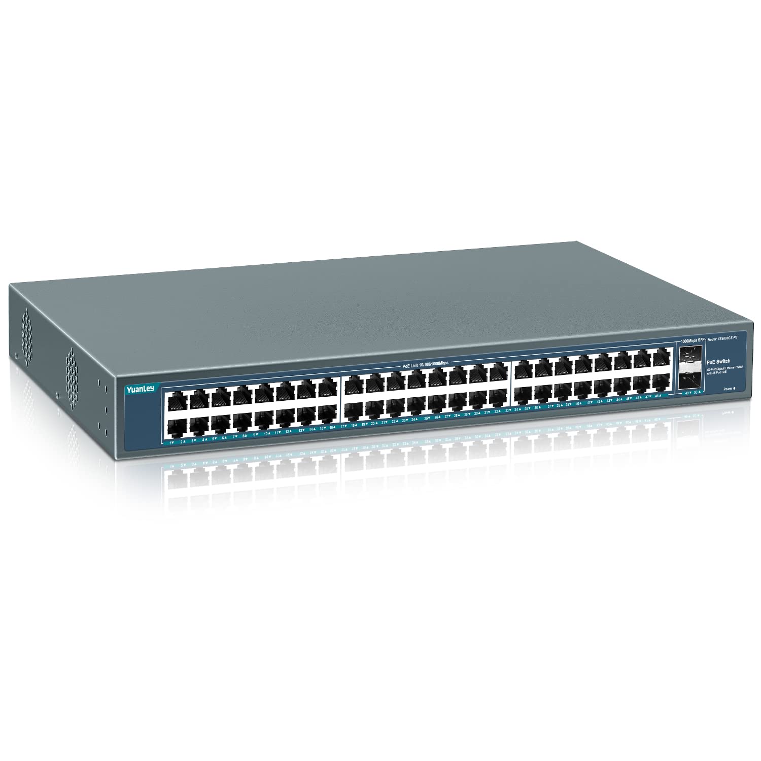 YuanLey 48 Port Gigabit PoE Switch Unmanaged with 2 1000Mbps SFP Uplink ...