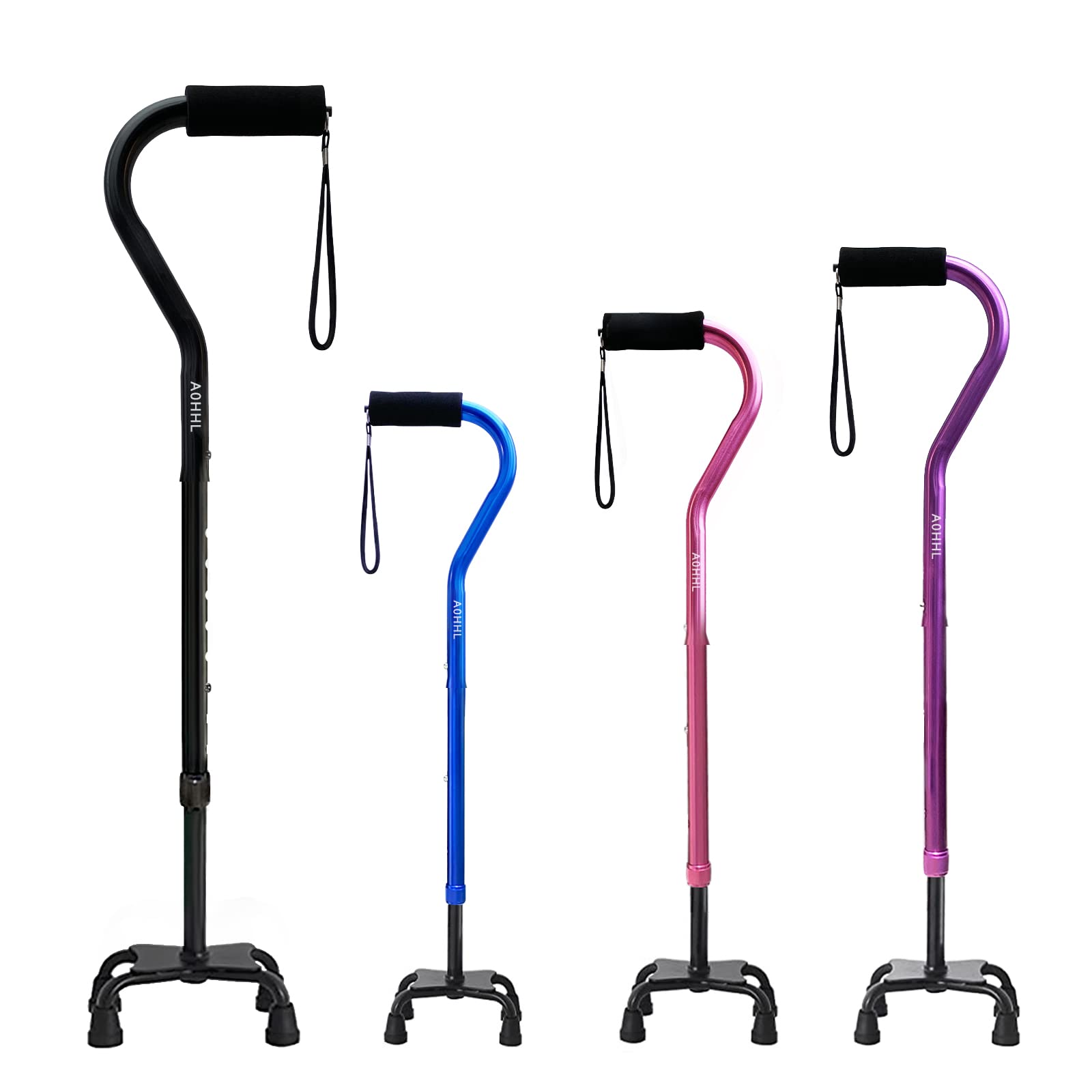 AOHHL Quad Walking Cane Foldable Adjustable Portable Stick Men & Women ...