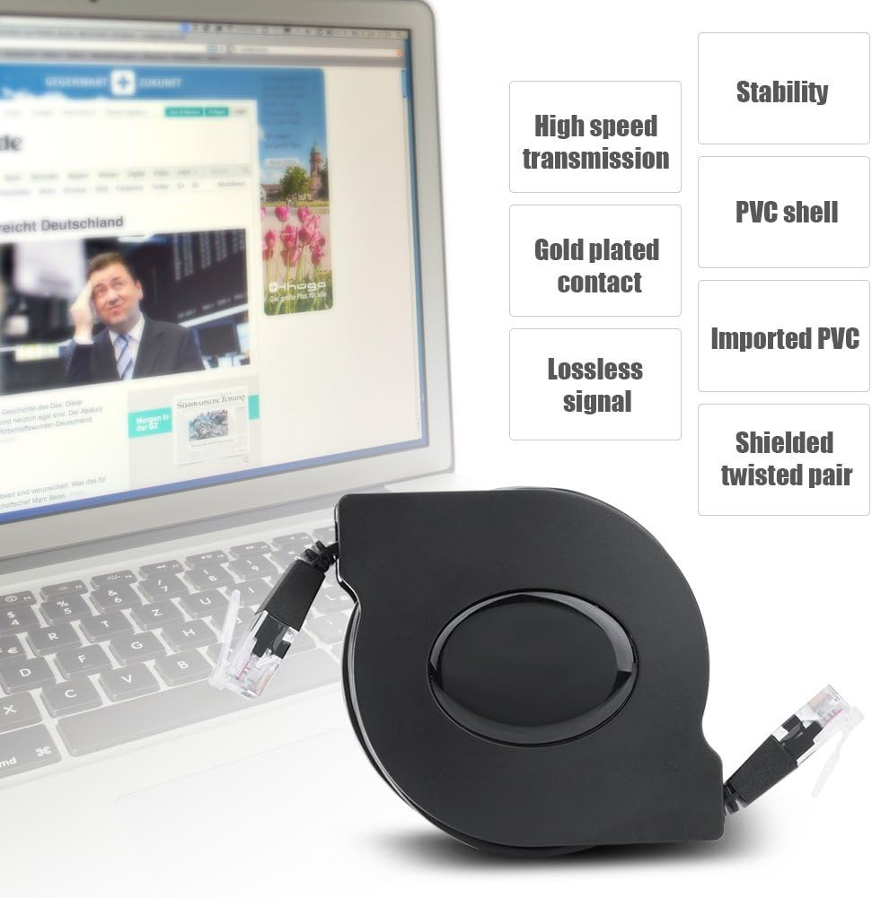 CAT 6 Ethernet Cable Ultra Flat, Adjustable Retractable CAT6 RJ45 Lan ...