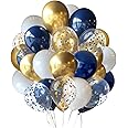 Amazon.com: 300 Pcs Navy Blue and Gold Confetti Balloons Set Lncludes 12 inch Gold White Navy ...