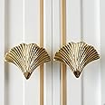 Brass Leaf Pattern Cabinet Knobs for Wardrobe Cupboard Closets Cupboard ...