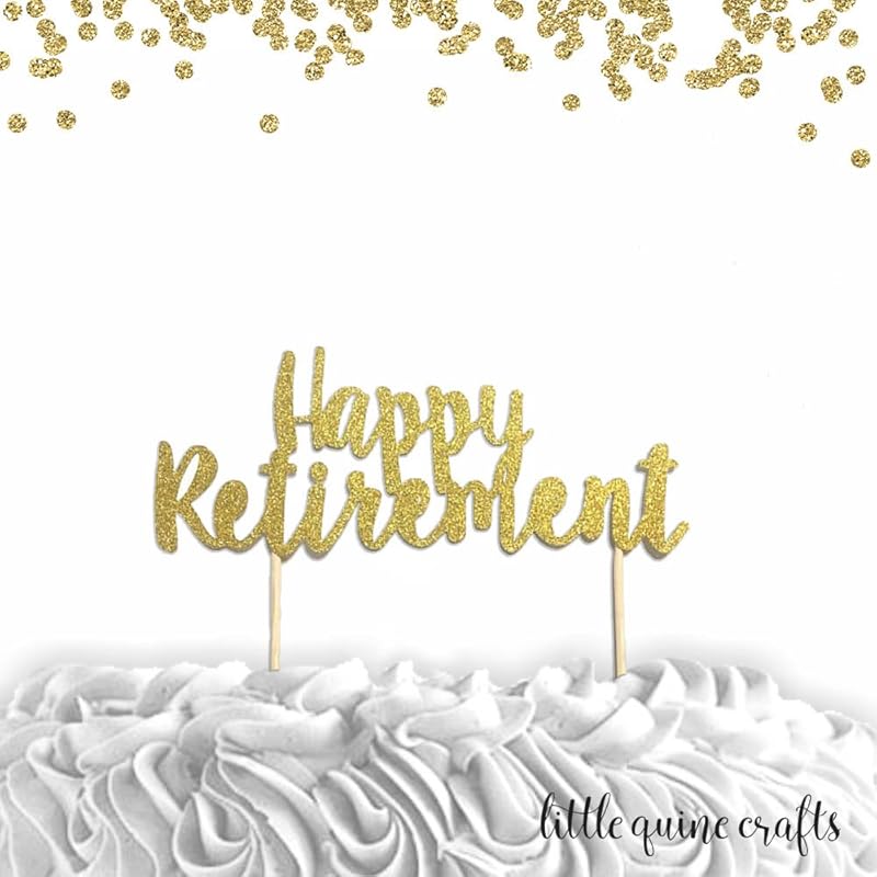 Amazon.com: 1 pc Happy Retirement script fonts silver gold glitter work ...