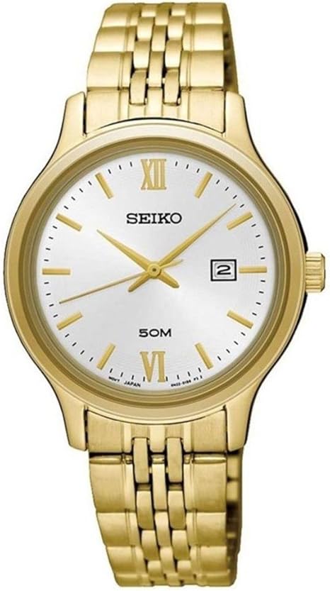 Amazon.com: Seiko Classic Silver Dial Ladies Gold Tone Watch SUR704P1 ...