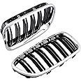 Amazon.com: Chrome Trim Glossy Black Dual Slats Front Kidney Grille ...