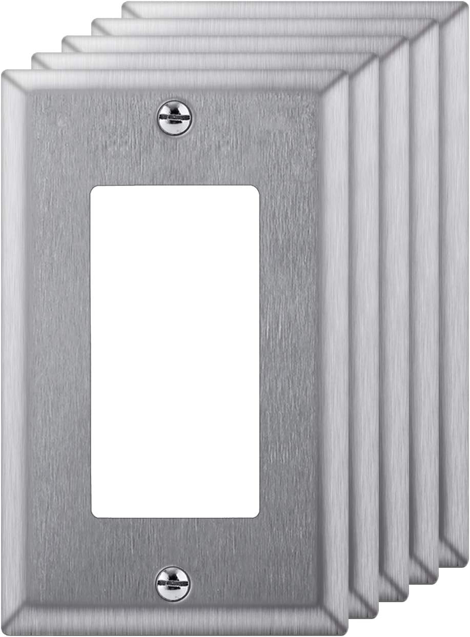 [5 Pack] BESTTEN 1-Gang Decor Metal Wall Plate, Anti-Corrosion ...