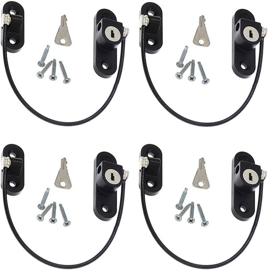 4 x Child Baby Safety Window Lock with Key for Anti-Theft Cable ...