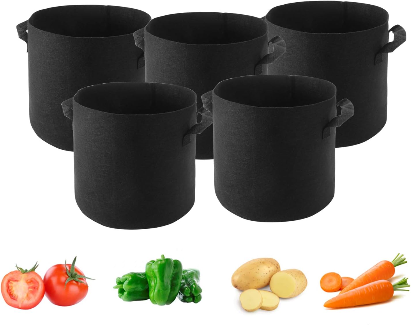 HG Power Grow Bags 5 Pack 3 Gallon Grow Bags Aeration Fabric Plant hg-power-grow-bags-5-pack-3-gallon-grow-bags-aeration-fabric-plant