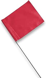 Amazon.com : Red Marking Flags 100 Pack - 4x5-Inch Flag on 15-Inch Steel Wire - Yard Flags ...