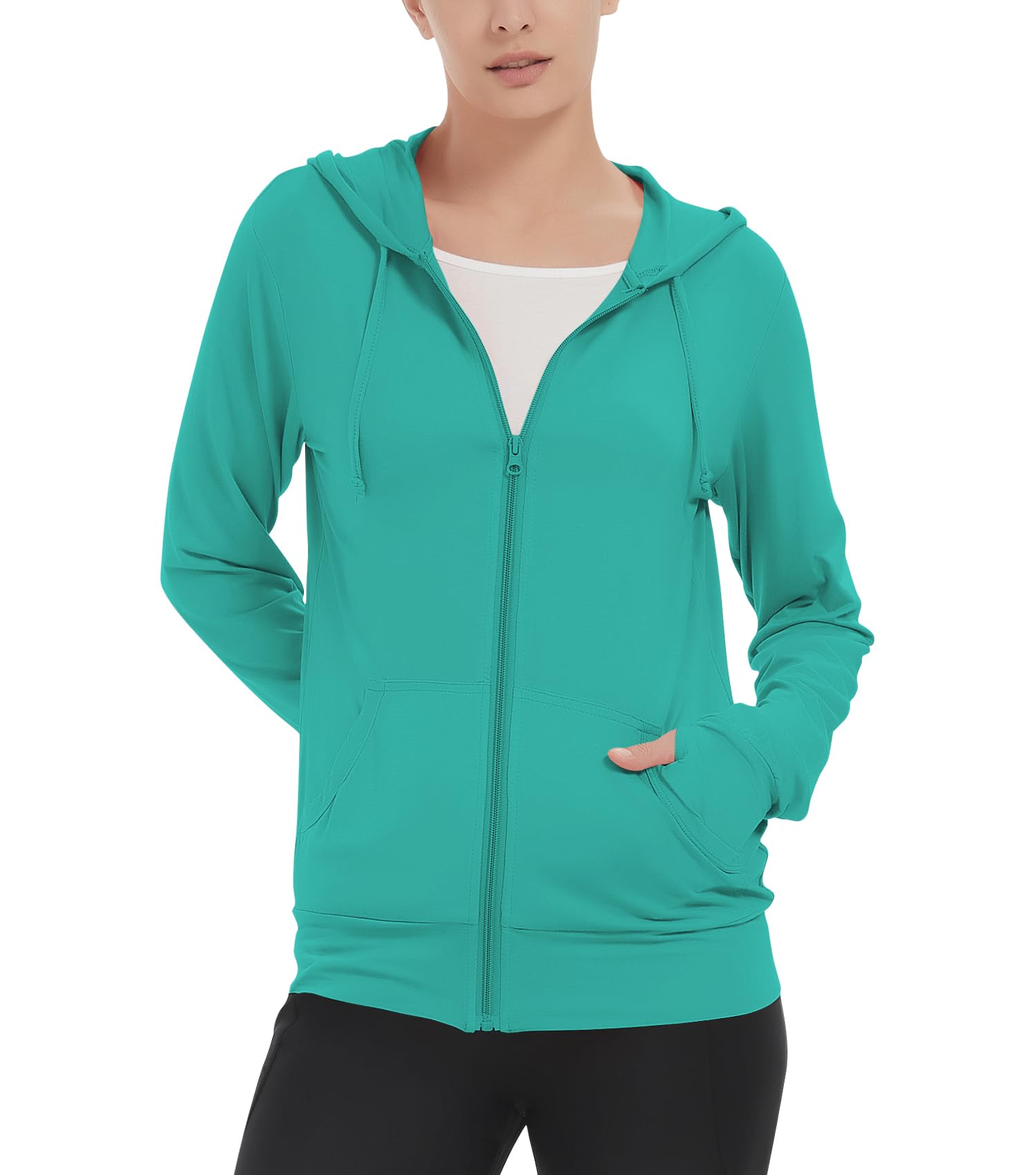 LETAOTAO Womens' Lightweight Zip Up Hoodies Stretch Thin Summer Jackets ...