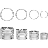 Amazon.com: 40 Pack Silver Key Ring Keychain Assorted in 4 Sizes Metal ...