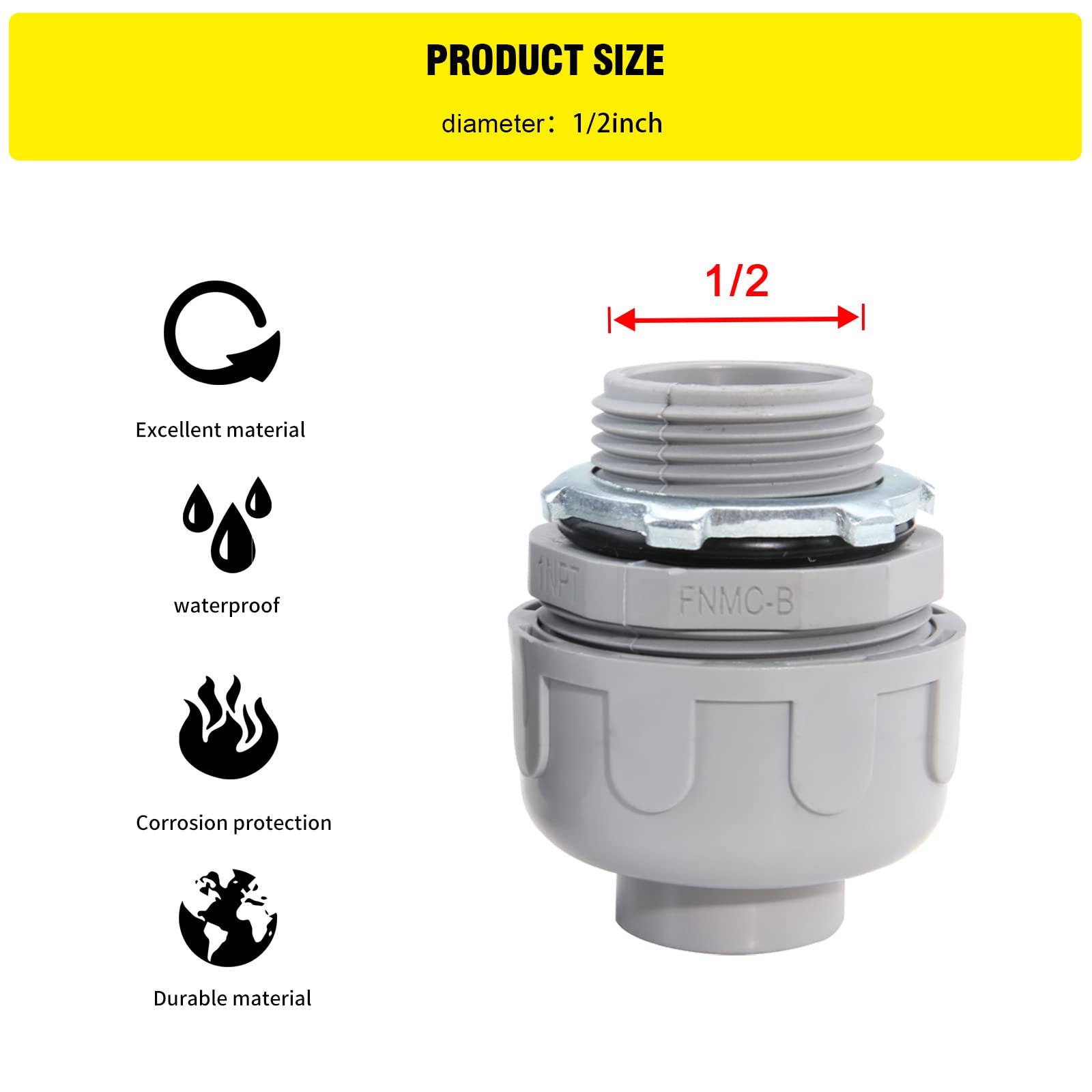 Mua 1/2 Inch Flexible Conduit Liquid Tight Connector Nonmetallic Liquid ...