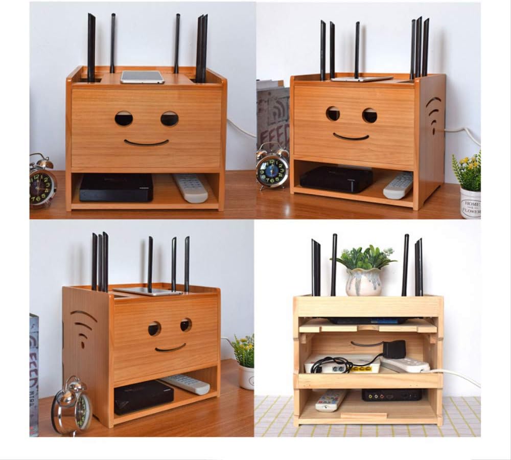 Caja de almacenamiento ZHAOYAN Router de madera maciza para gatos, caja ...
