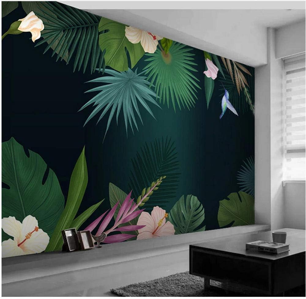 Lovemq Papel Pintado Mural 3D Estilo Europeo Selva Tropical Planta Hoja ...