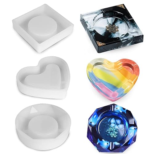 Ashtray Silicone Resin Casting Molds 3 PCS, Epoxy DIY Casting Mold for ...