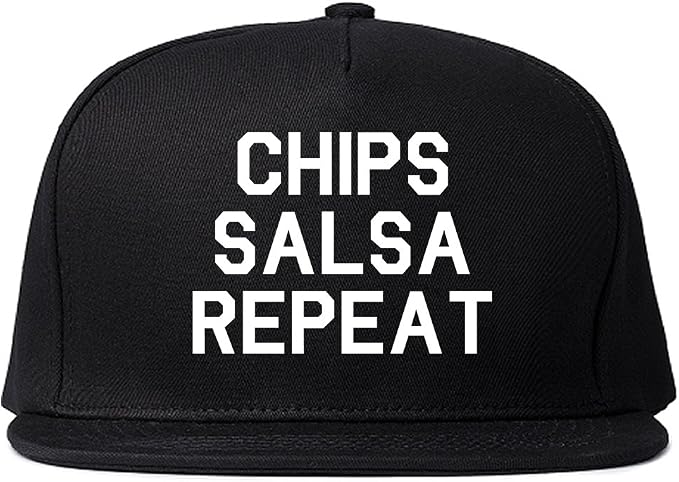 Fashionisgreat Chips Salsa Repeat Funny Food Snapback Hat Cap Black at ...