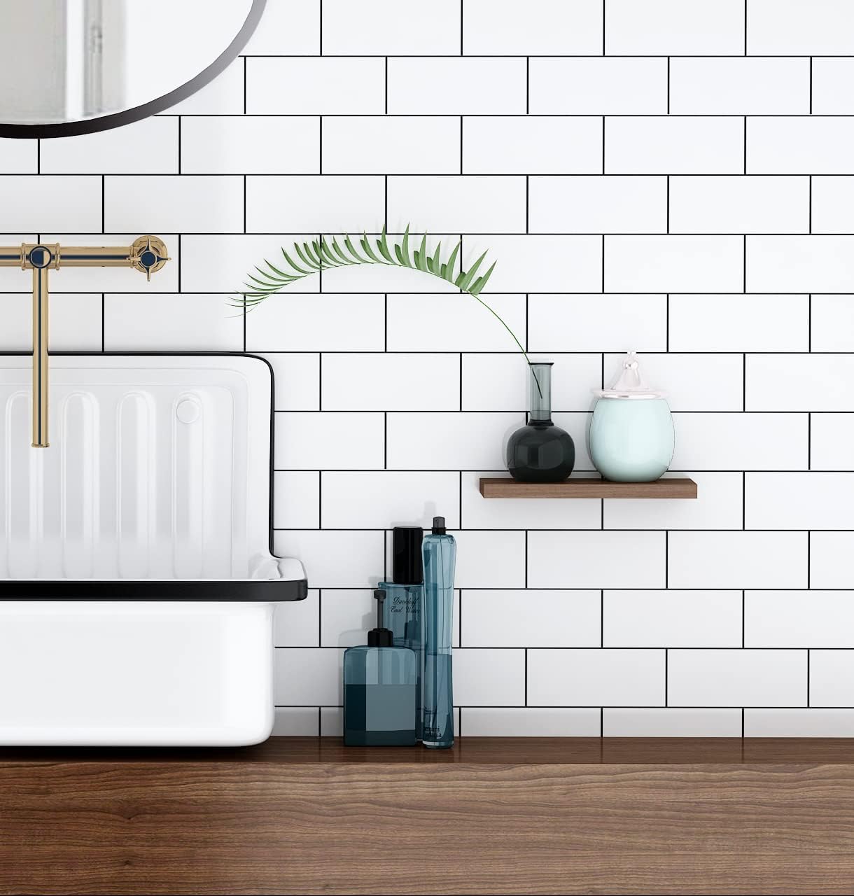 ReWallpaper 17.7X276 Kitchen Backsplash Wallpaper Subway Tile Contact ...