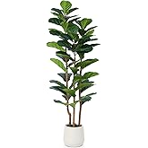 Amazon.com: Yepdin Faux Fiddle Leaf Fig Tree 6 FT - Artificial Ficus Tree with Tall Artificial ...