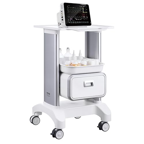 VEVOR Medical Trolley Storage Cart with Removable Drawer, Rolling Lab ...