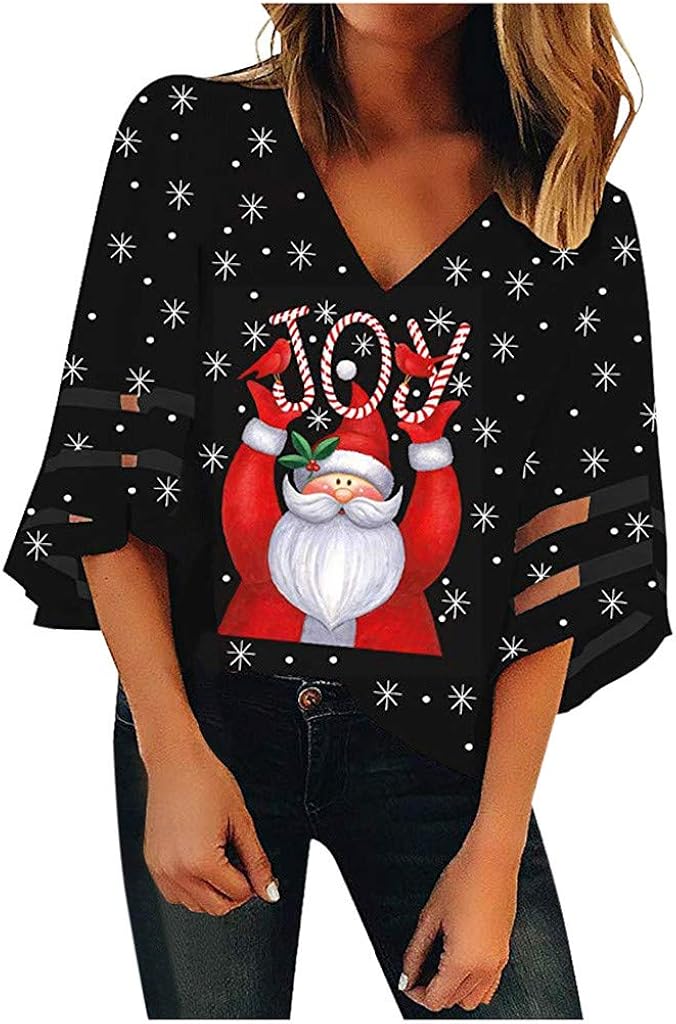 Gofodn Merry Christmas Tops for Women Pullover Sweatshirt Casual Plus ...