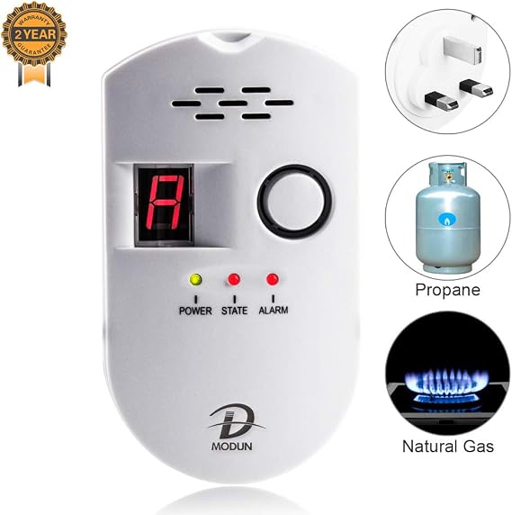 Gas Detector, LPG | Natural Gas | Coal Gas Leak Detector, 3-Pin Plug-in ...
