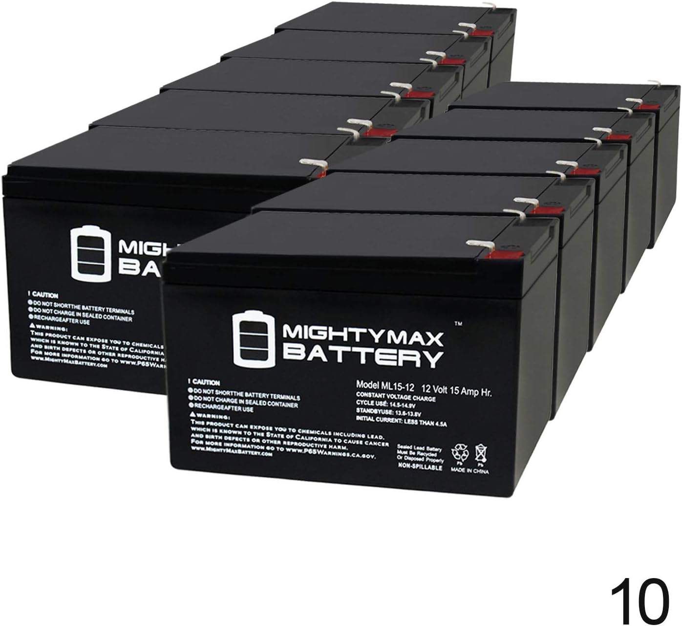 Mighty Max Battery 12V 15AH F2 Replaces Champion Generator 9000 Rechargeable - 10 Pack Brand ...