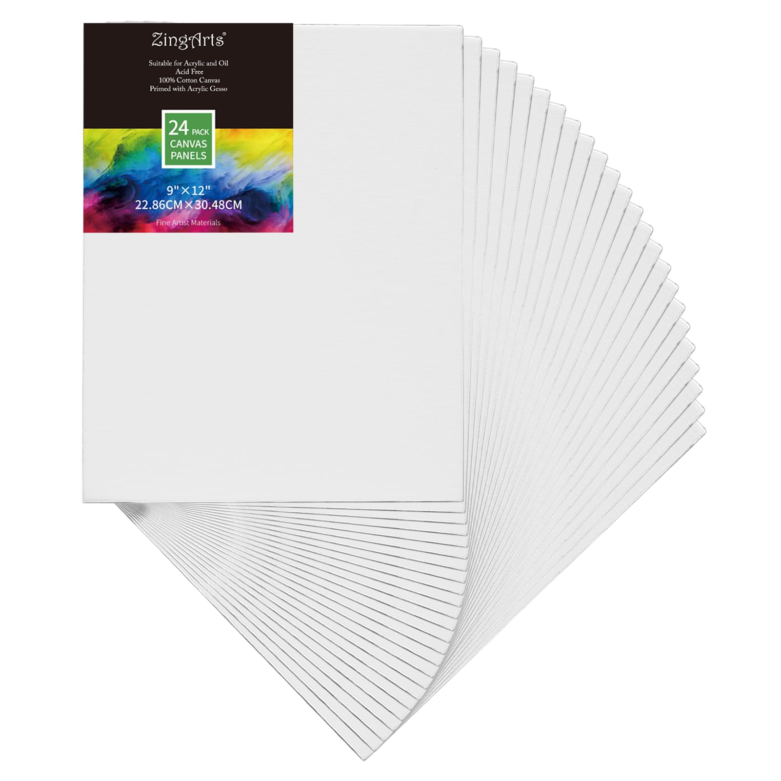 ZingArts Black Canvases for Painting 9X12 Inch 24-Pack Professional ...