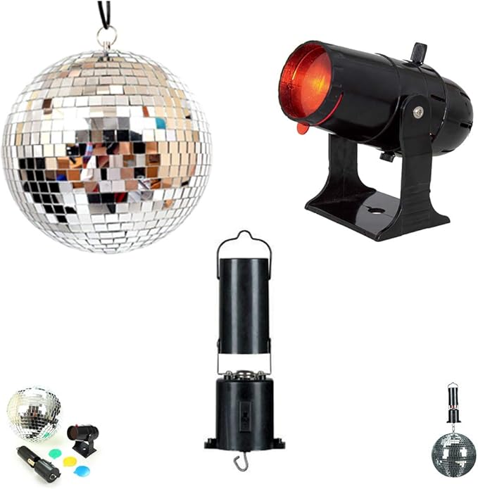 6” Silver Mirror Ball, Projector for Mirror Balls & Disco Ball Motor ...
