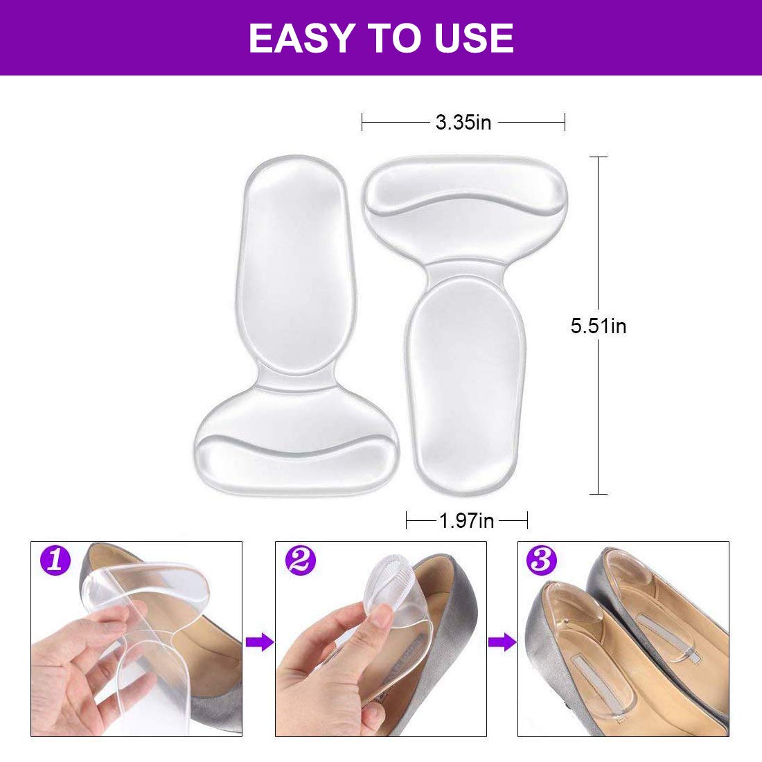 Heel Cushion Inserts, Heel Grips Silicone Shoe Pads for Women Loose ...