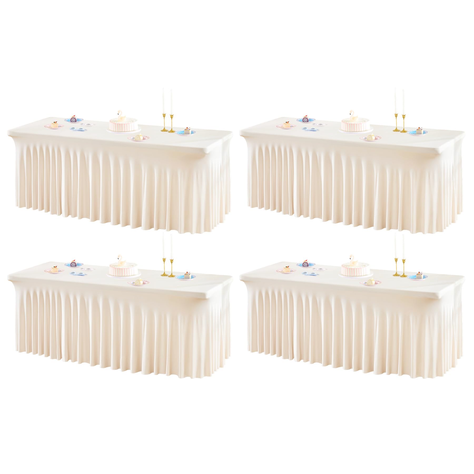 4 Packs Ivory Table Clothes for 6 Foot Rectangle Tables, One-Piece ...