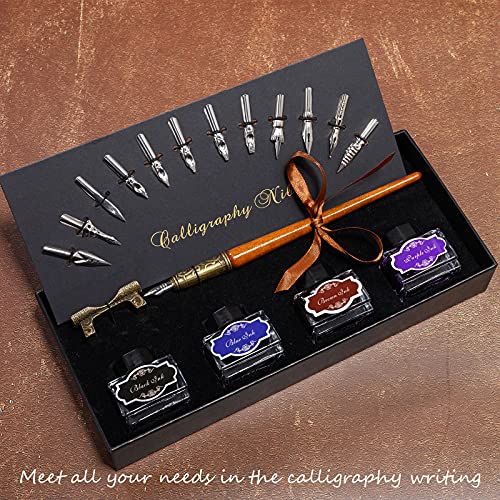 Calligraphy Pen Set，Include Vintage Fountain Wooden Dip Pen for ...